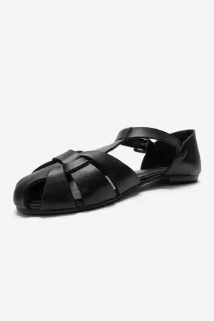 FOREVER & ALWAYS SHOES Falina Leather Sandal - Black