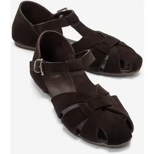 FOREVER & ALWAYS SHOES Falina Braided Leather Flat Sandals - Brown Suede