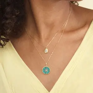 THE LOVERY FINE JEWELRY Marbled Compass Necklace