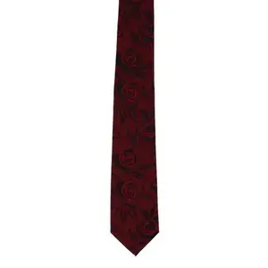 ASCENTIX Rose Print Tone On Tone Necktie - Red