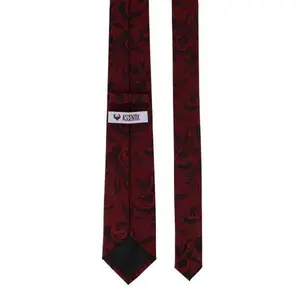 ASCENTIX Rose Print Tone On Tone Necktie - Red