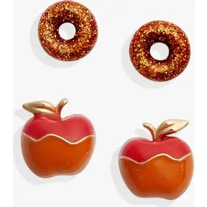 ALEX AND ANI Caramel Apple & Donut Stud Earrings Set Of 2 - Gold
