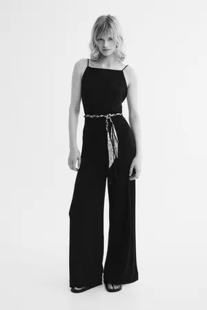 H&M Tie-belt Strappy Jumpsuit - Black