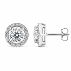 DONATELLO GIAN Sterling Topaz Halo Stud Earrings - Silver
