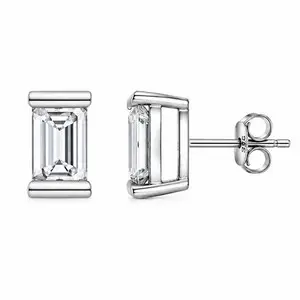 DONATELLO GIAN Sterling Emerald-cut Bar Set Stud Earrings
