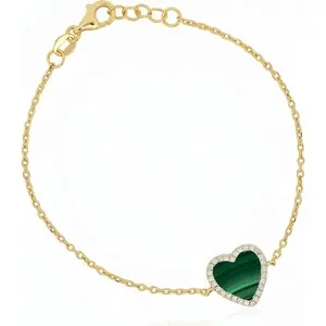 THE LOVERY FINE JEWELRY Heart Motif Bracelet - Malachite