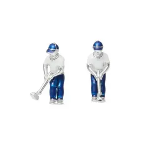 JAN LESLIE Putting Golfer Sterling Cufflinks - Blue