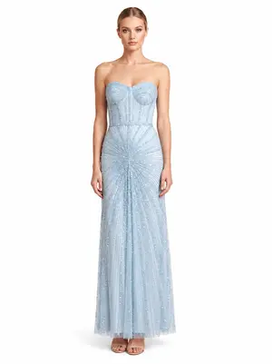 LARA NEW YORK Strapless Beaded Gown