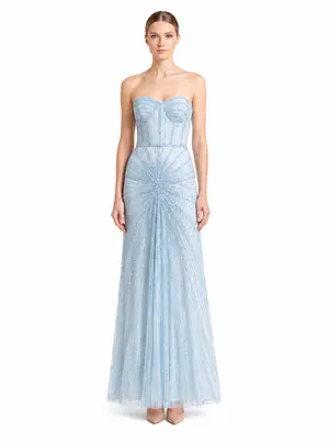 LARA NEW YORK Strapless Beaded Gown