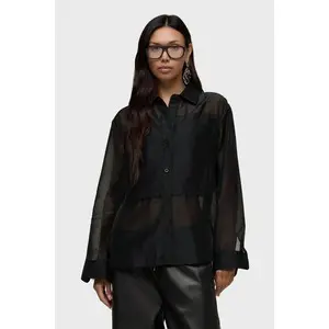 Hudson Jeans Sheer Oversized Button Up - Black