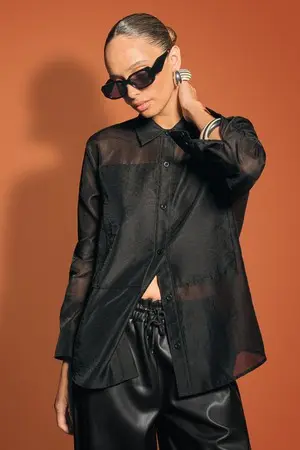 Hudson Jeans Sheer Oversized Button Up