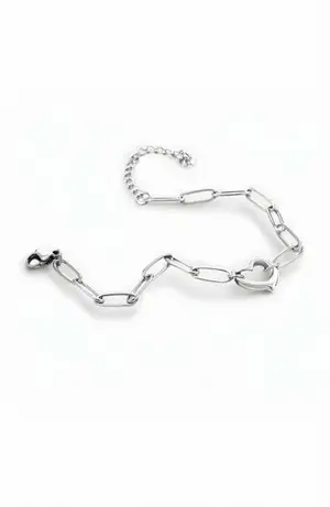 MINT & LILY Open Heart Paperclip Chain Bracelet - Silver
