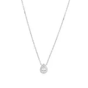 THE LOVERY FINE JEWELRY Double Bezel Pear Cubic Zirconia Necklace - Sterling Silver