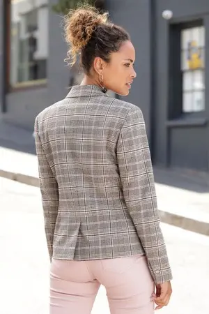 LASCANA Classic Blazer - Taupe Patterned