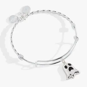 ALEX AND ANI Ghost 'only Here For The Boos' Textured Bangle - Silver