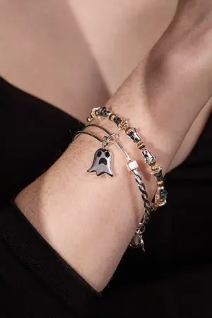 ALEX AND ANI Ghost 'only Here For The Boos' Textured Bangle