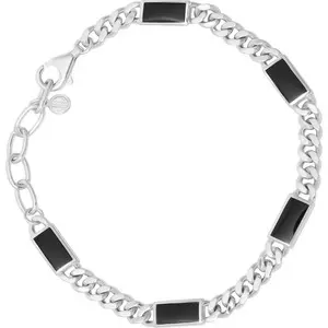 JAN LESLIE Dash-5 Curb Sterling Bracelet - Black