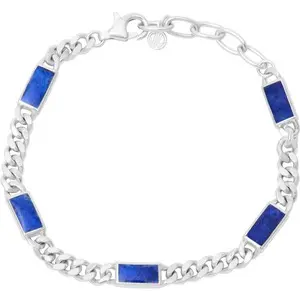 JAN LESLIE Dash-5 Curb Sterling Bracelet - Blue