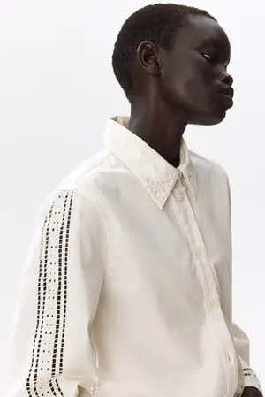 H&M Cotton Jacket With Eyelet Embroidery