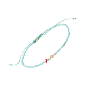 JAN LESLIE 18k Evil Eye Beaded Pull-cord Bracelet - Turquoise