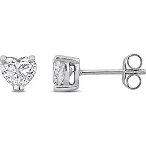 JULIANNA B. 14k 1 Ct. T.w. Heart-cut Lab-grown Diamond Stud Earrings - White Gold