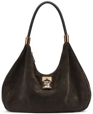 Karl Lagerfeld Paris Maelynn Suede Hobo Bag - Fudge