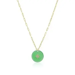 THE LOVERY FINE JEWELRY Cz Starburst Disc Necklace - Jade