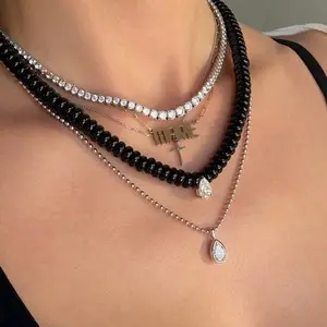 LENI JAMES The Sloane Agate And Moissanite Necklace