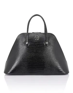 Philipp Plein Crocodile-effect Leather Top Handle Bag - Black