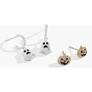 ALEX AND ANI Ghost And Pumpkin Earring Set - Silver