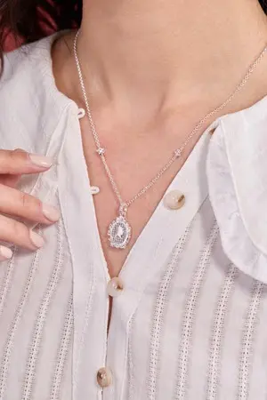 ALEX AND ANI American Girl® Samantha™ "kind" Locket Necklace By - Silver
