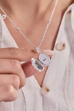 ALEX AND ANI American Girl® Samantha™ "kind" Locket Necklace By - Silver
