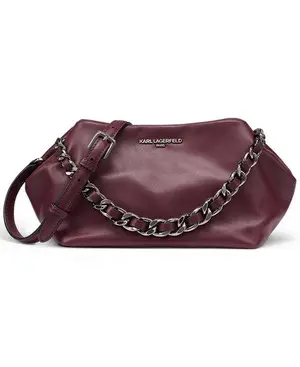 Karl Lagerfeld Paris Giovanna Leather Clutch - Cherry Plum