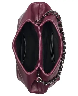 Karl Lagerfeld Paris Giovanna Leather Clutch - Cherry Plum