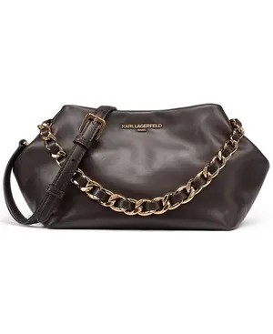 Karl Lagerfeld Paris Giovanna Leather Clutch - Fudge