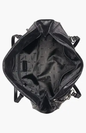 Dkny Skye Large Satchel With Chain Detail - Black/silver
