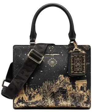 Karl Lagerfeld Paris Printed Crossbody Bag - Black/gold