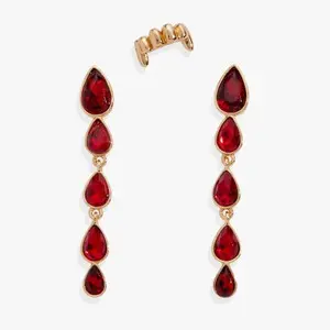 ALEX AND ANI Vampire Fangs And Blood Drop Dangle Earrings Set - Gold
