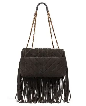 Karl Lagerfeld Paris Lafayette Suede Fringe Shoulder Bag
