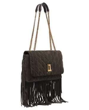 Karl Lagerfeld Paris Lafayette Suede Fringe Shoulder Bag