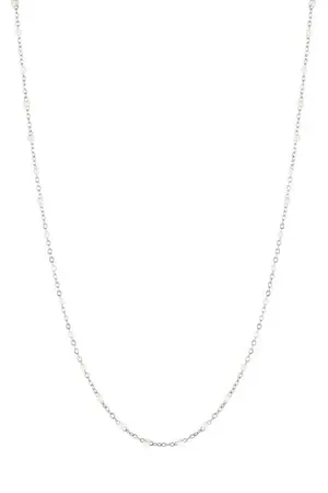ATOLEA White Beaded Enamel Choker Necklace - Silver