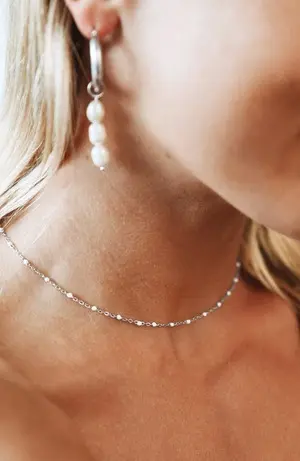 ATOLEA White Beaded Enamel Choker Necklace - Silver