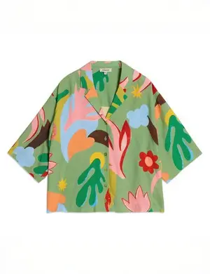 ALBARAY Relaxed Fit Tropical Print Resort Shirt