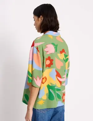 ALBARAY Relaxed Fit Tropical Print Resort Shirt