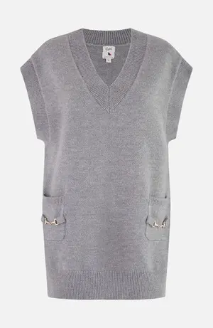YUMI Knitted V-neck Vest Tunic