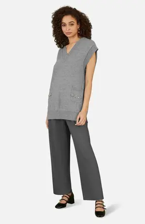 YUMI Knitted V-neck Vest Tunic