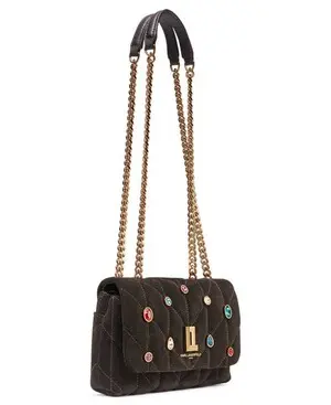 Karl Lagerfeld Paris Lafayette Small Suede Crossbody Bag With Gems