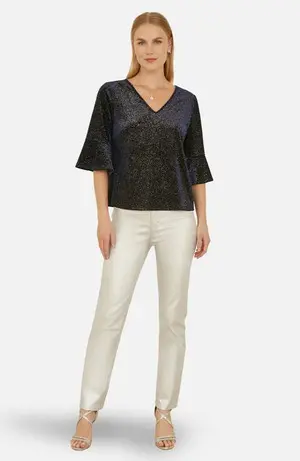YUMI Fluted Sleeve Relaxed Fit Top