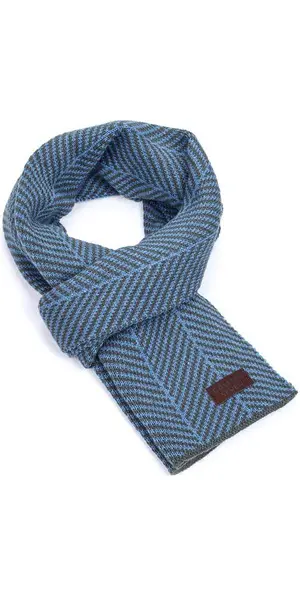 GALLERY SEVEN Herringbone Soft Knit Scarf - Gray/blue