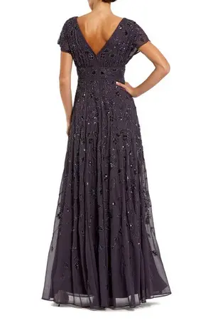 Mac Duggal Embellished Georgette A-line Gown